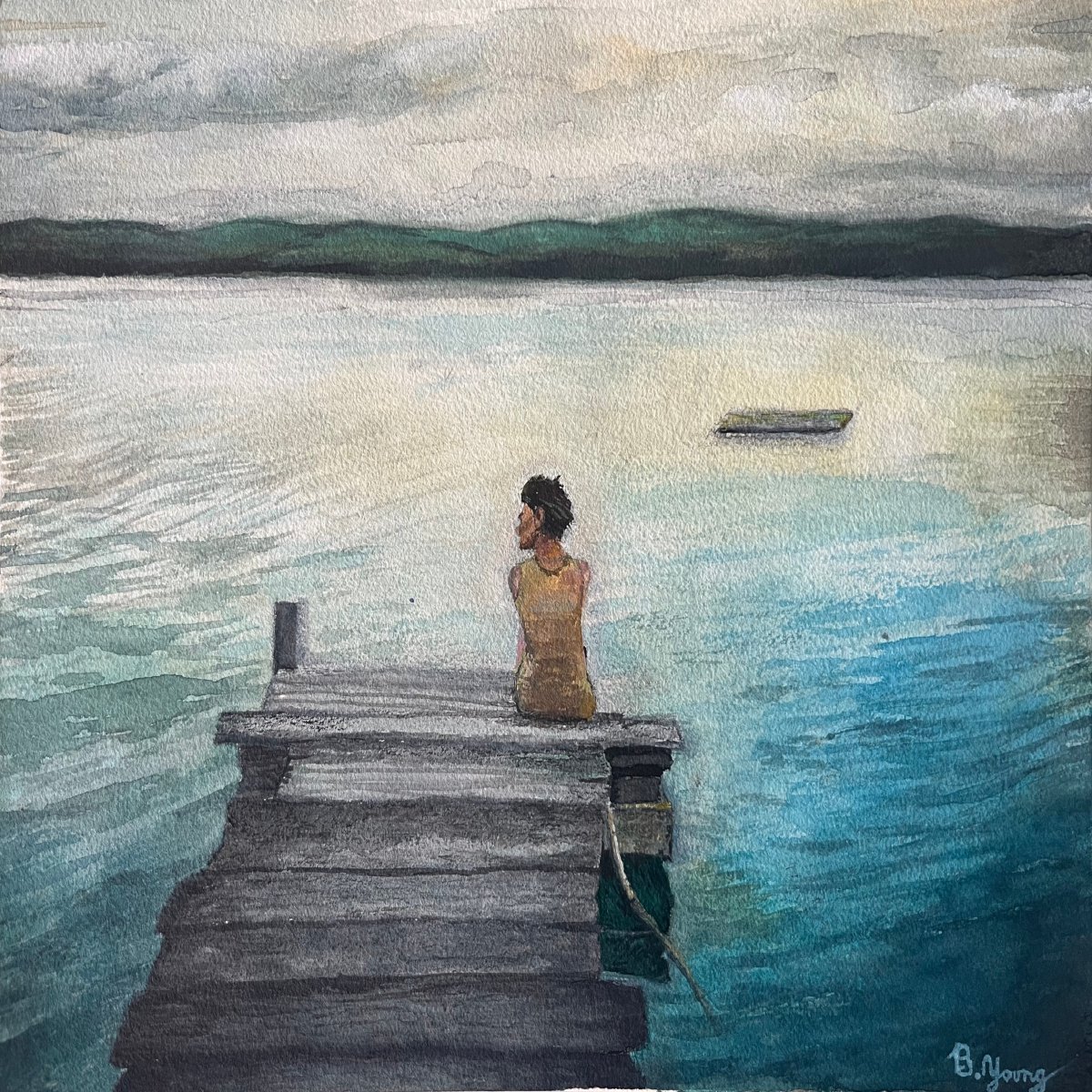 Addict's Contemplation - Watercolor Painting by Ben Young