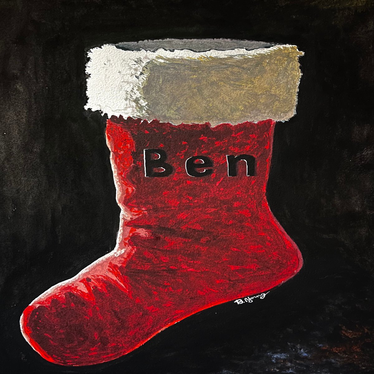 Christmas Stocking - Watercolor Painting by Ben Young