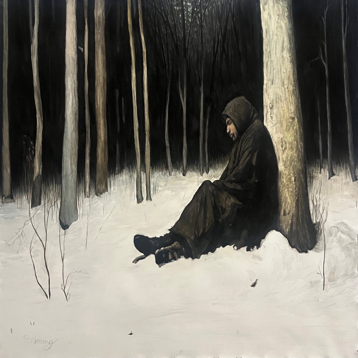Dying In A Snowfall - Watercolor Painting by Ben Young